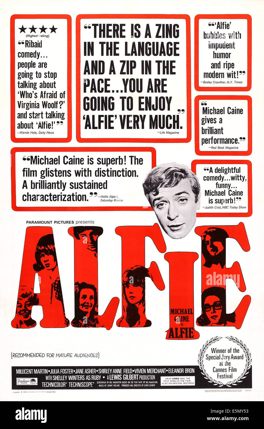 ALFIE, US poster art, Michael Caine, 1966 Stock Photo - Alamy
