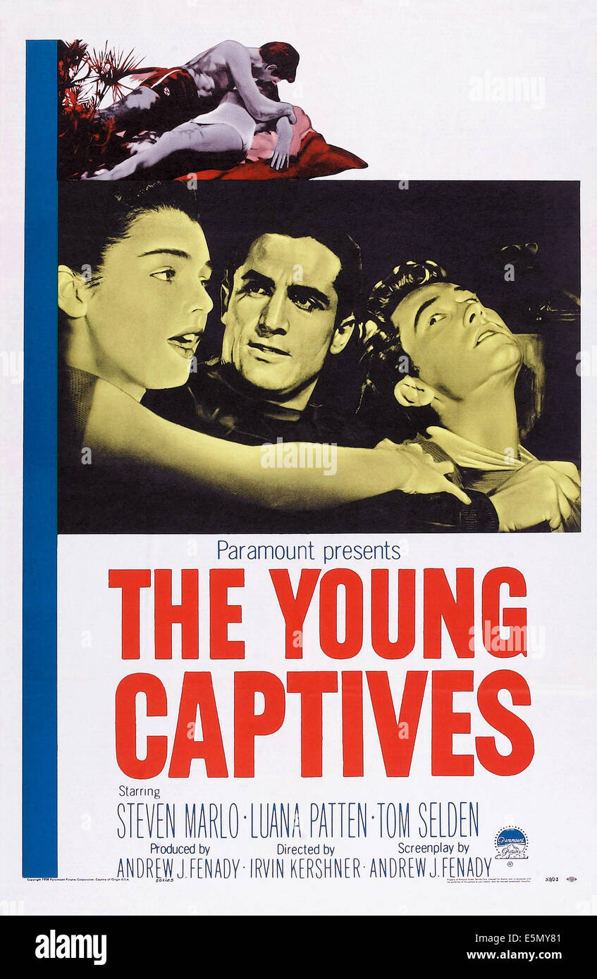 THE YOUNG CAPTIVES, US poster, from left: Luana Patten, Steven Marlo ...