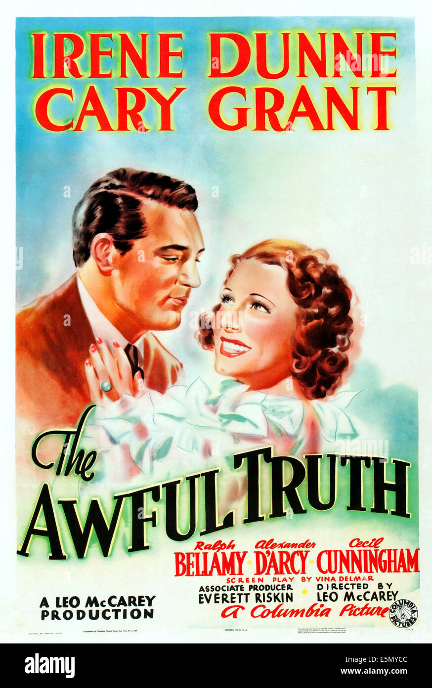 THE AWFUL TRUTH, US poster, from left: Cary Grant, Irene Dunne, 1937 ...