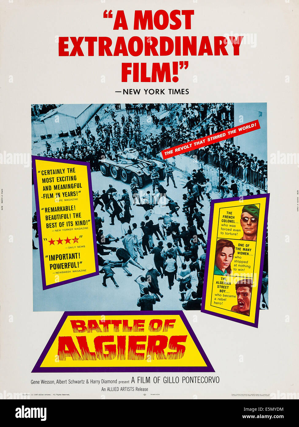 THE BATTLE OF ALGIERS, (aka LA BATTAGLIA DI ALGERI), bottom from top ...