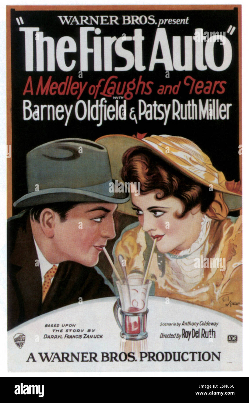 THE FIRST AUTO, from left: Barney Oldfield, Patsy Ruth Miller, 1927 ...