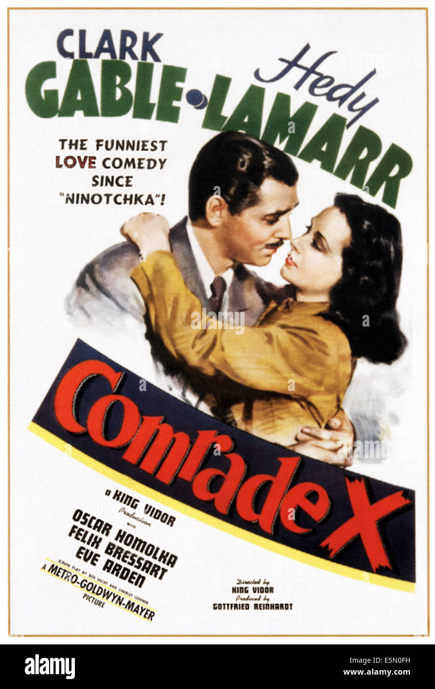 COMRADE X, from left: Clark Gable, Hedy Lamarr, 1940 Stock Photo - Alamy