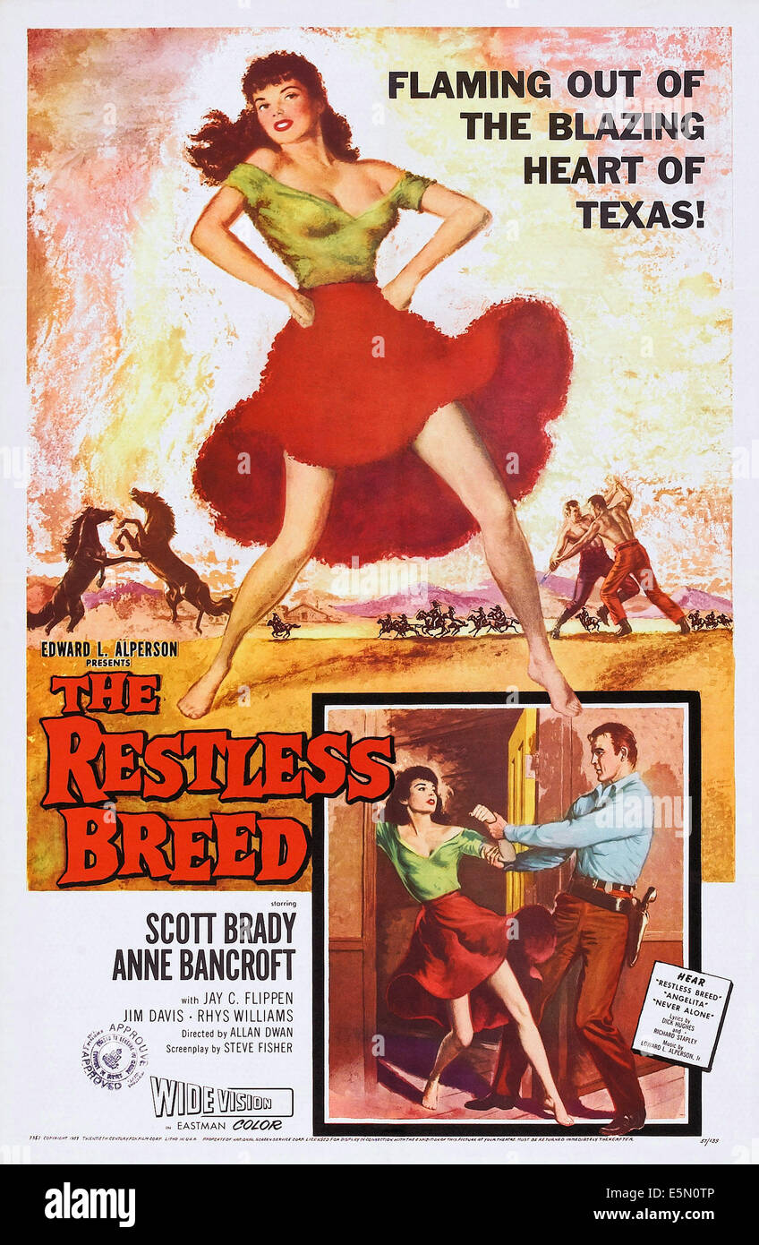 THE RESTLESS BREED, US poster art, top: Anne Bancroft, bottom from left ...
