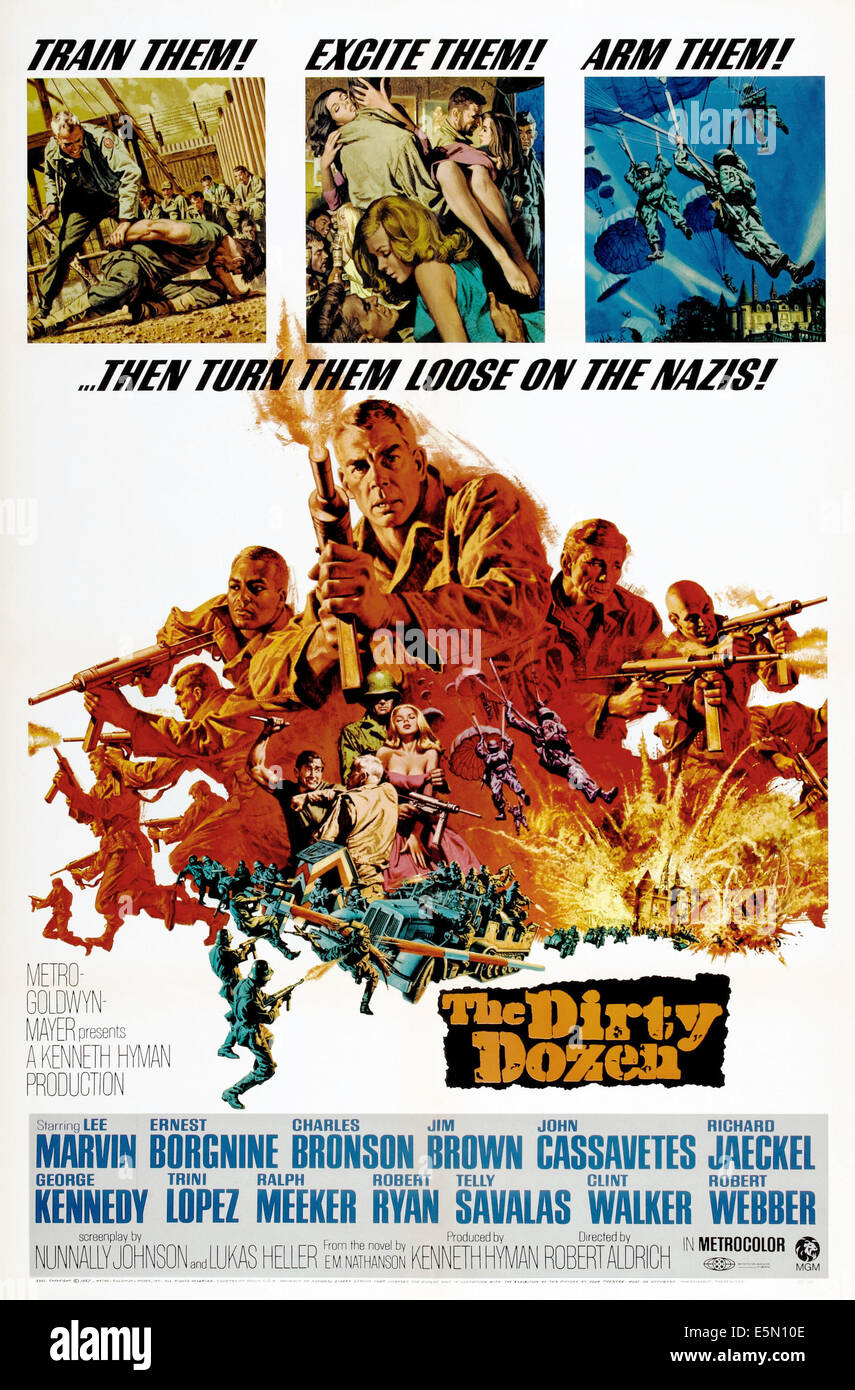 THE DIRTY DOZEN, center: Lee Marvin on poster art, 1967 Stock Photo - Alamy