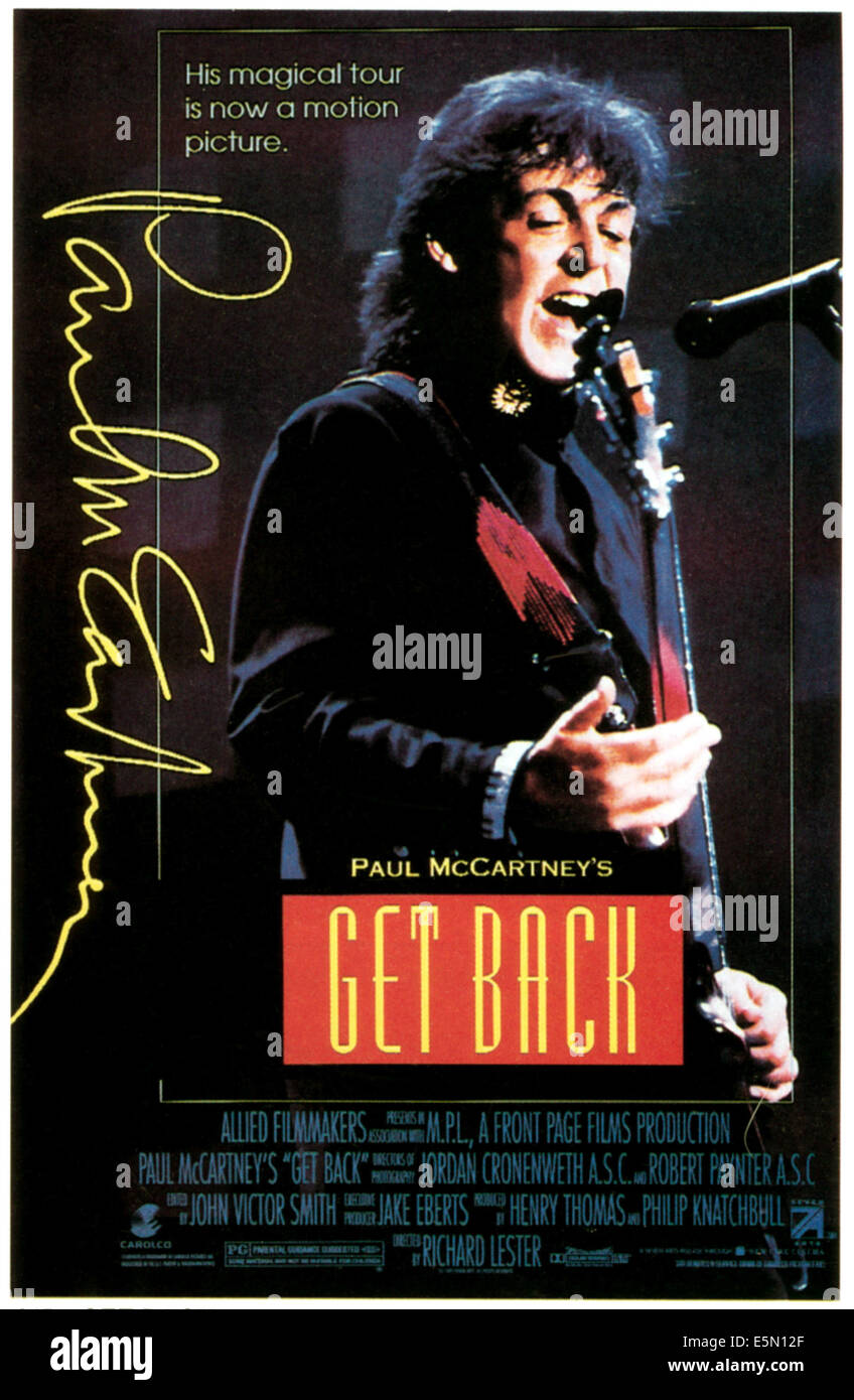 GET BACK, Paul McCartney, 1991, ©Seven Arts Pictures/courtesy Everett ...