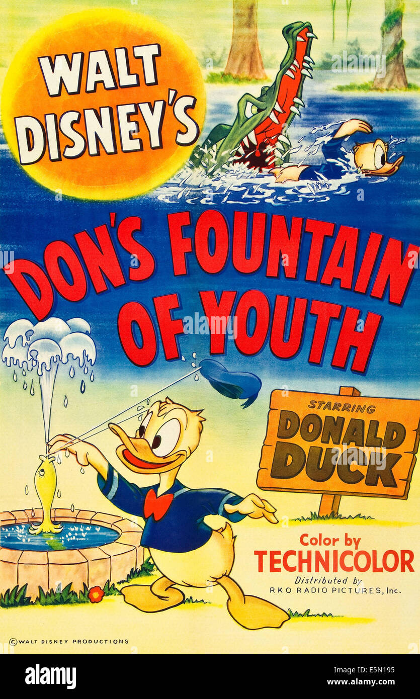 DON'S FOUNTAIN OF YOUTH, top right and bottom: Donald Duck, 1953 Stock ...