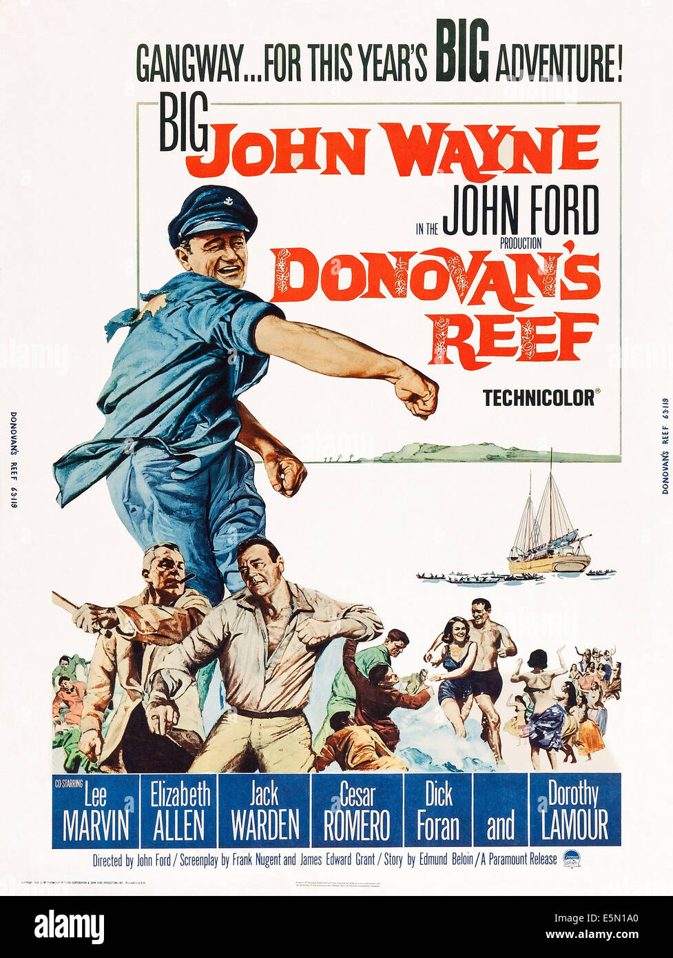 DONOVAN'S REEF, US poster, John Wayne, (bottom l-r): Lee Marvin, John ...