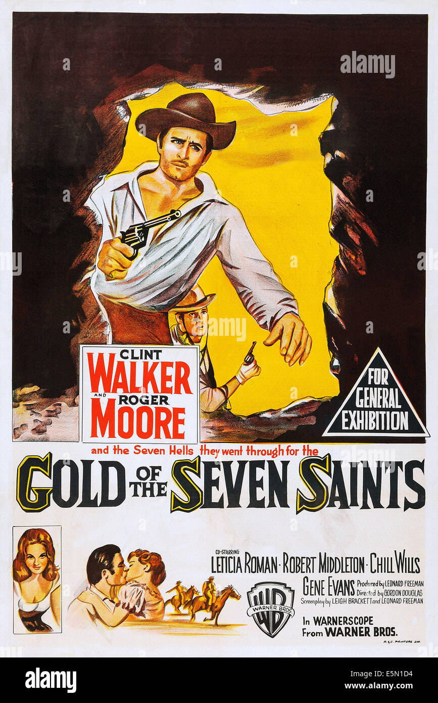 GOLD OF THE SEVEN SAINTS, top from left: Clint Walker, Roger Moore ...