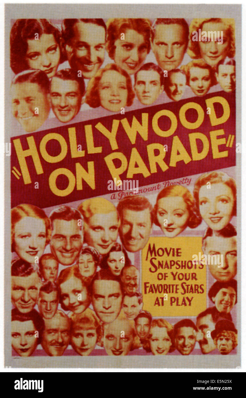 HOLLYWOOD ON PARADE, poster art with assorted Paramount stars, 1932 ...