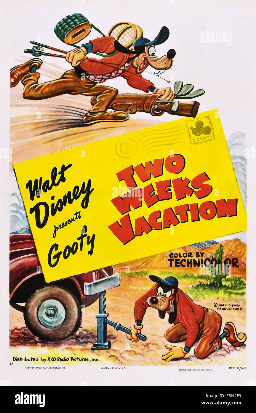 TWO WEEKS VACATION, US poster art, Goofy, 1952 Stock Photo - Alamy