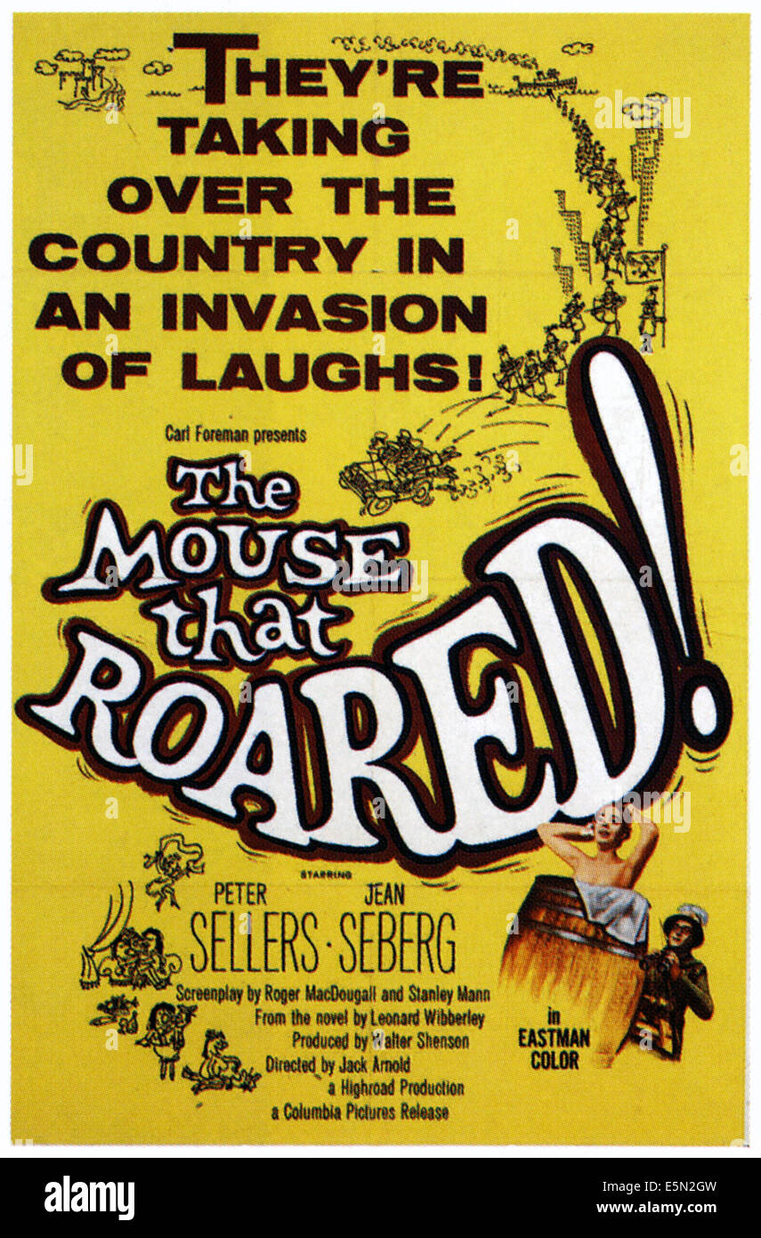 THE MOUSE THAT ROARED, from bottom left: Jean Seberg, Peter Sellers ...