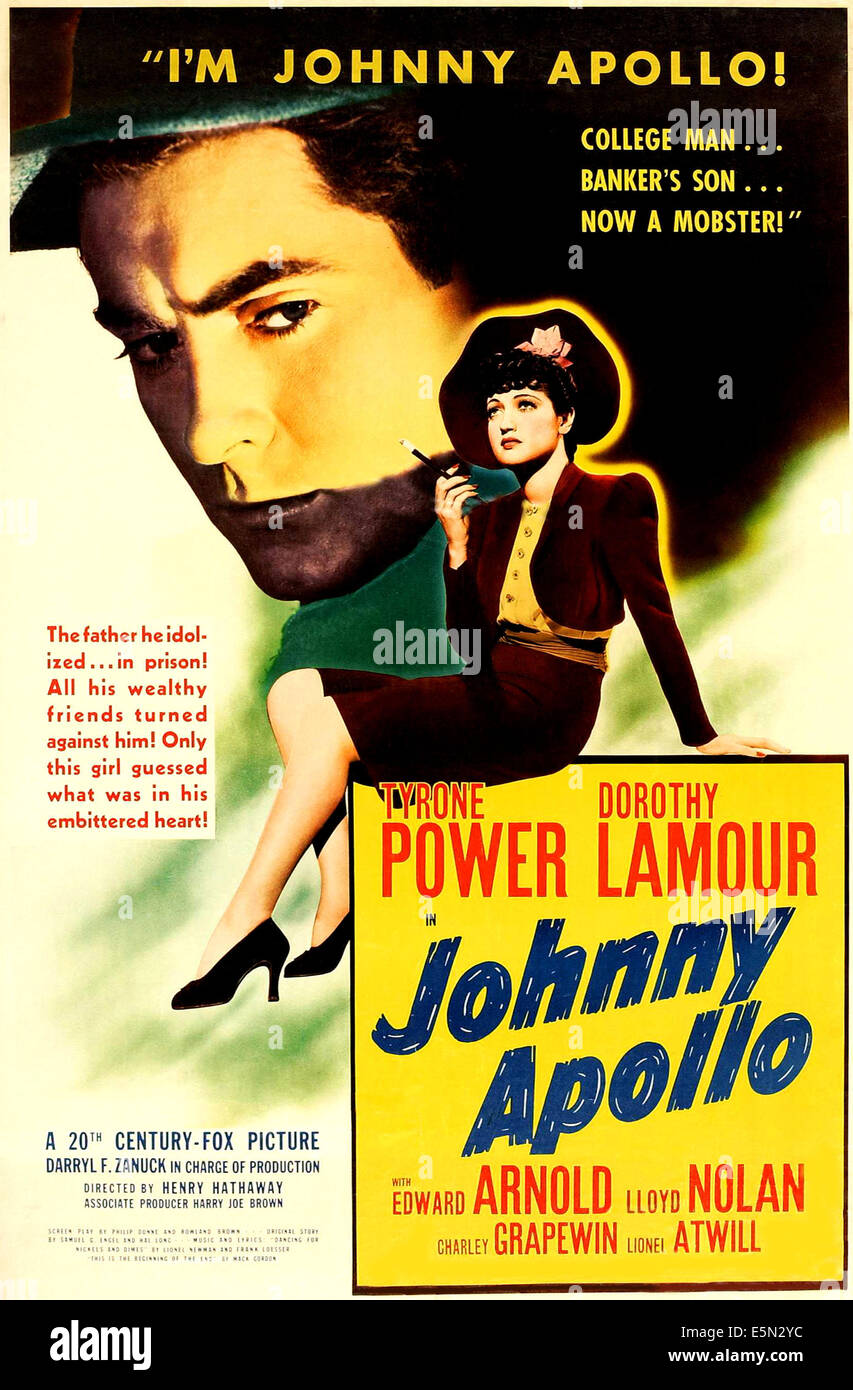 JOHNNY APOLLO, from left: Tyrone Power, Dorothy Lamour, 1940, TM and ...