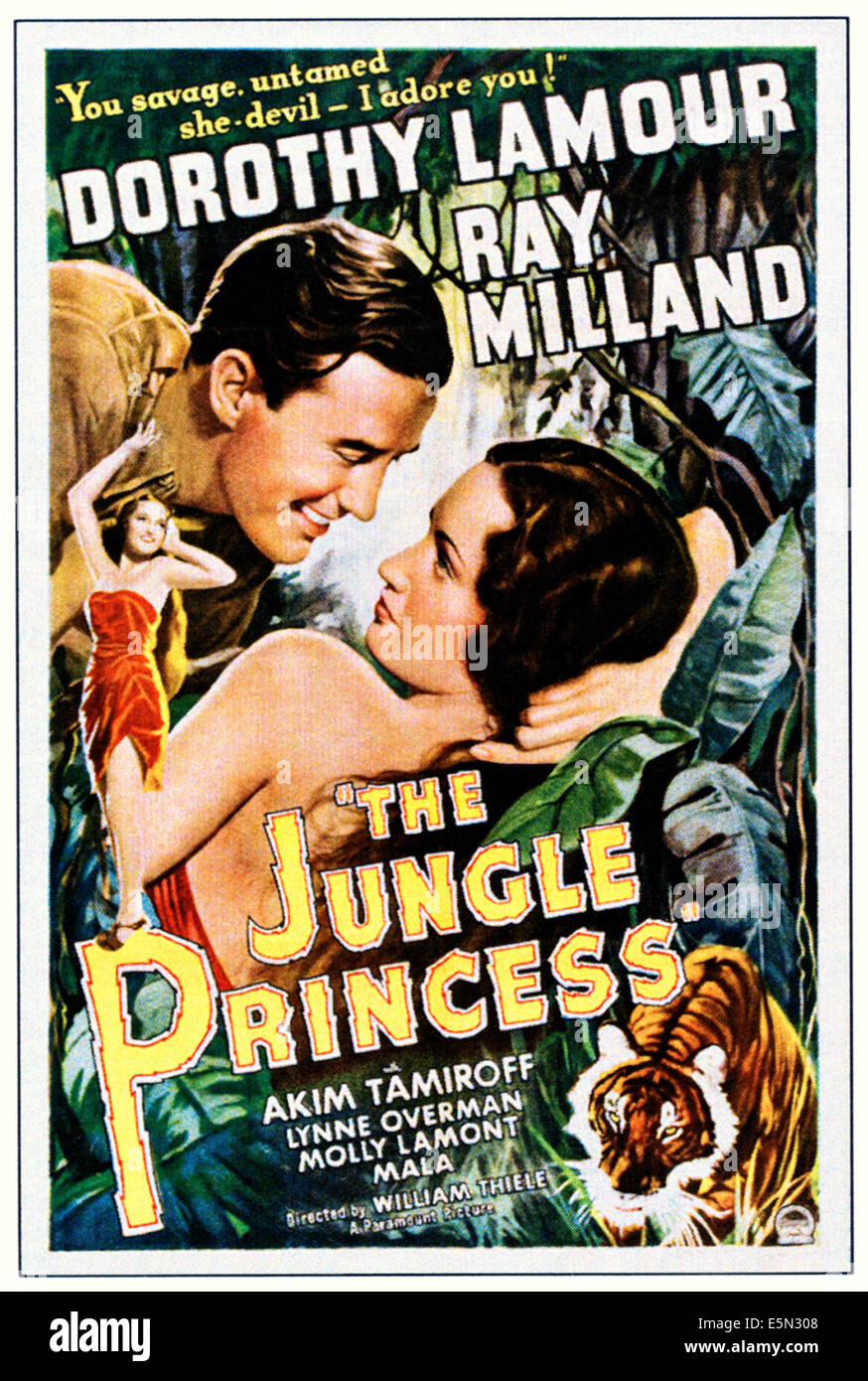 THE JUNGLE PRINCESS, from left: Ray Milland, Dorothy Lamour, 1946 Stock ...