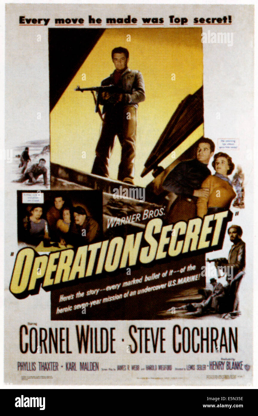 OPERATION SECRET, center: Cornel Wilde, right from left: Cornel Wilde ...