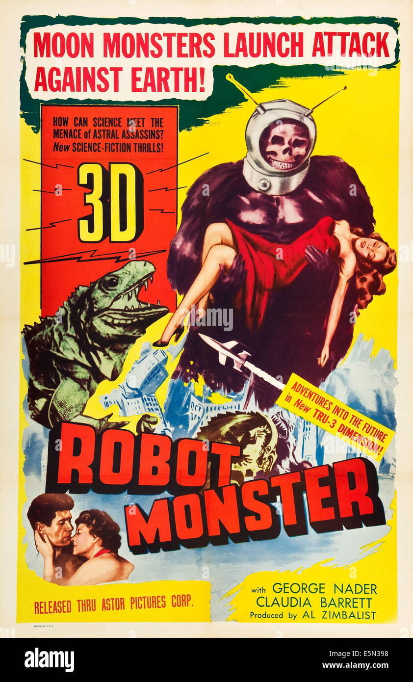 ROBOT MONSTER, bottom, from left: George Nader, Claudia Barrett, 1953 ...