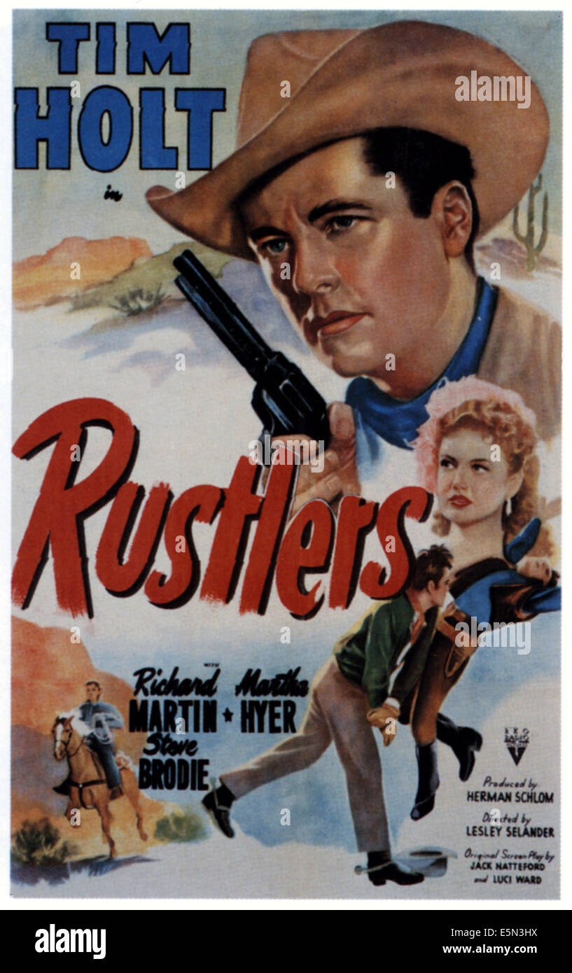 RUSTLERS, from top: Tim Holt, Martha Hyer, 1949 Stock Photo - Alamy
