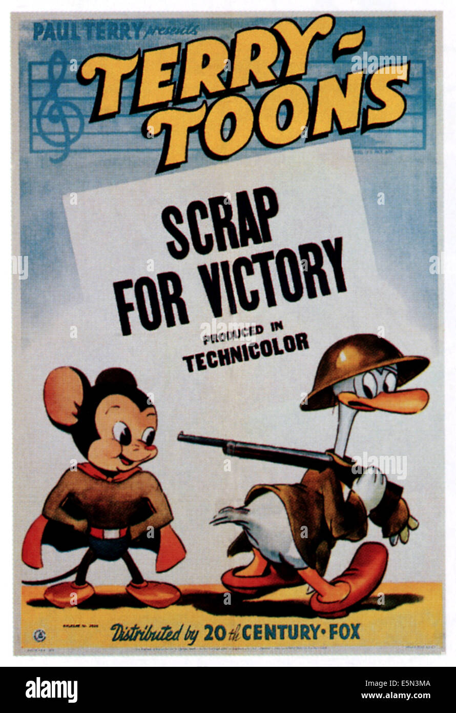 SCRAP FOR VICTORY, left: Mighty Mouse, 1943, TM and Copyright ©20th ...