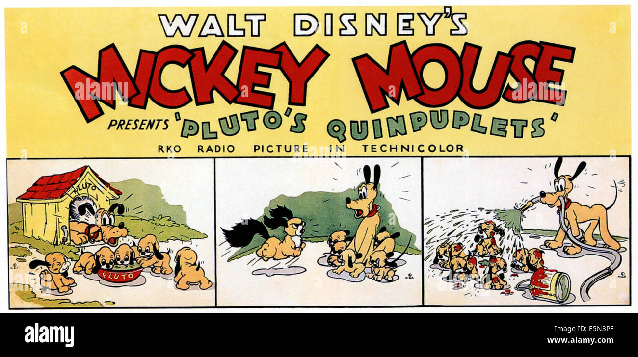 PLUTO'S QUINPUPLETS, left background: Pluto, center right: Pluto, right ...