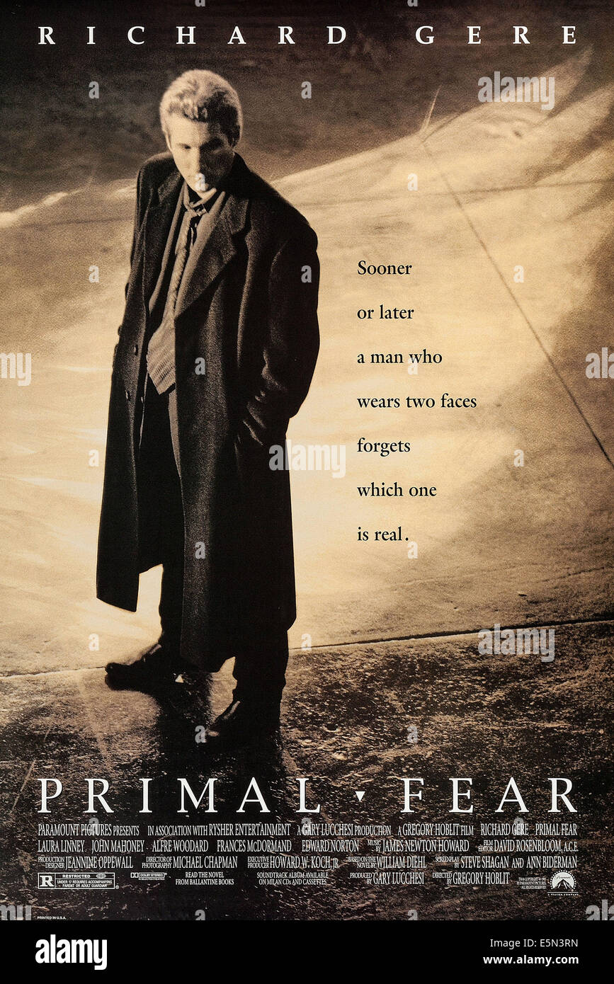 PRIMAL FEAR, US poster art, Richard Gere, 1996, ©Paramount Pictures ...