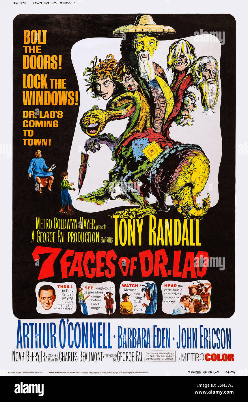 7 FACES OF DR. LAO, (aka SEVEN FACES OF DR. LAO), US poster, Tony ...