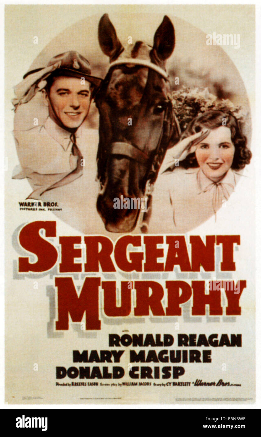 SERGEANT MURPHY, from left: Ronald Reagan, Mary Maguire, 1938 Stock ...