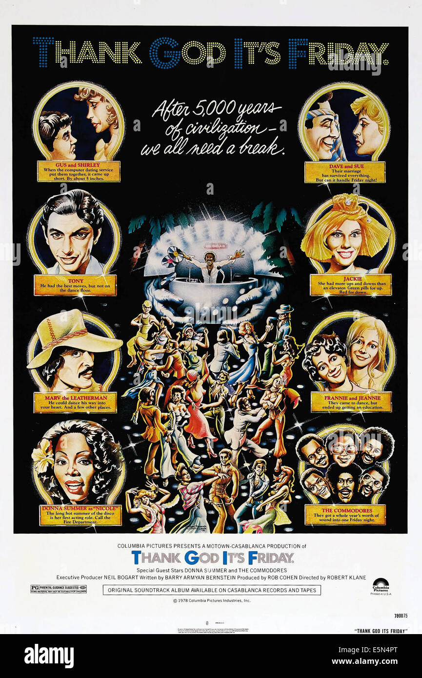 THANK GOD IT'S FRIDAY, US poster, left from top: Chuck Sacci, Hilary ...