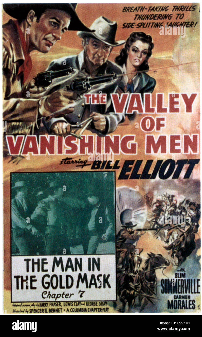 THE VALLEY OF VANISHING MEN, top from left: Bill Elliott, Slim ...