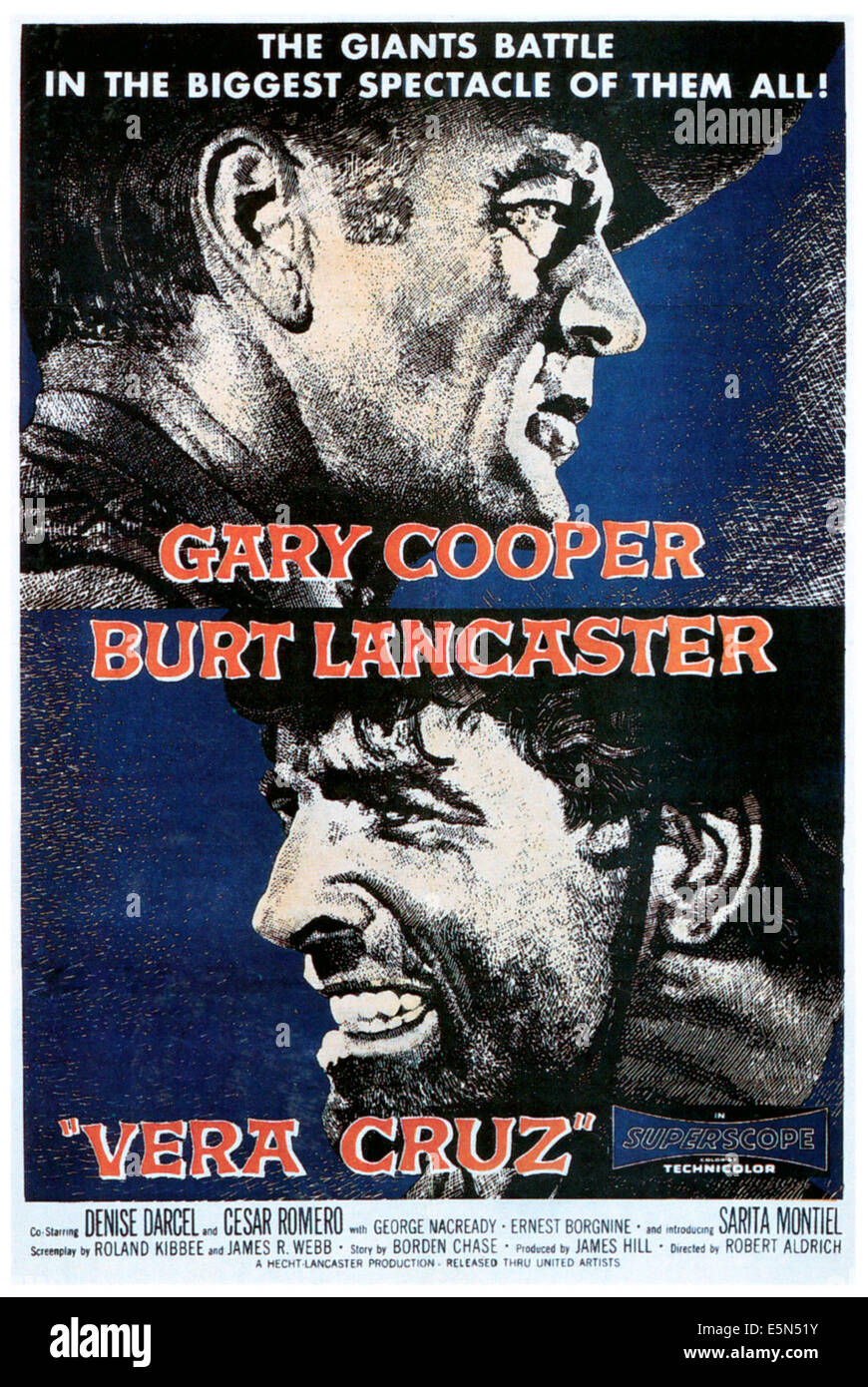 VERA CRUZ, from top: Gary Cooper, Burt Lancaster, 1954 Stock Photo - Alamy
