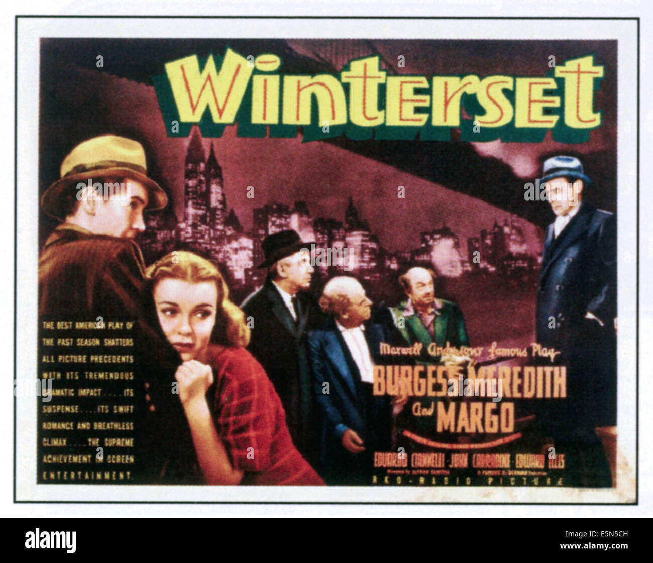 WINTERSET, from left: Burgess Meredith, Margo (aka Margo Albert ...