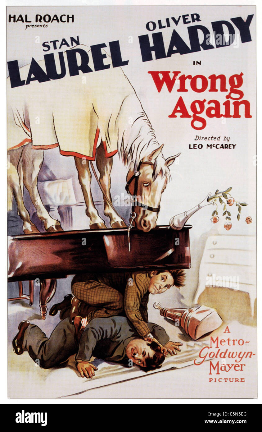 WRONG AGAIN, far bottom: Oliver Hardy, second from bottom: Stan Laurel, 1929 Stock Photo - Alamy