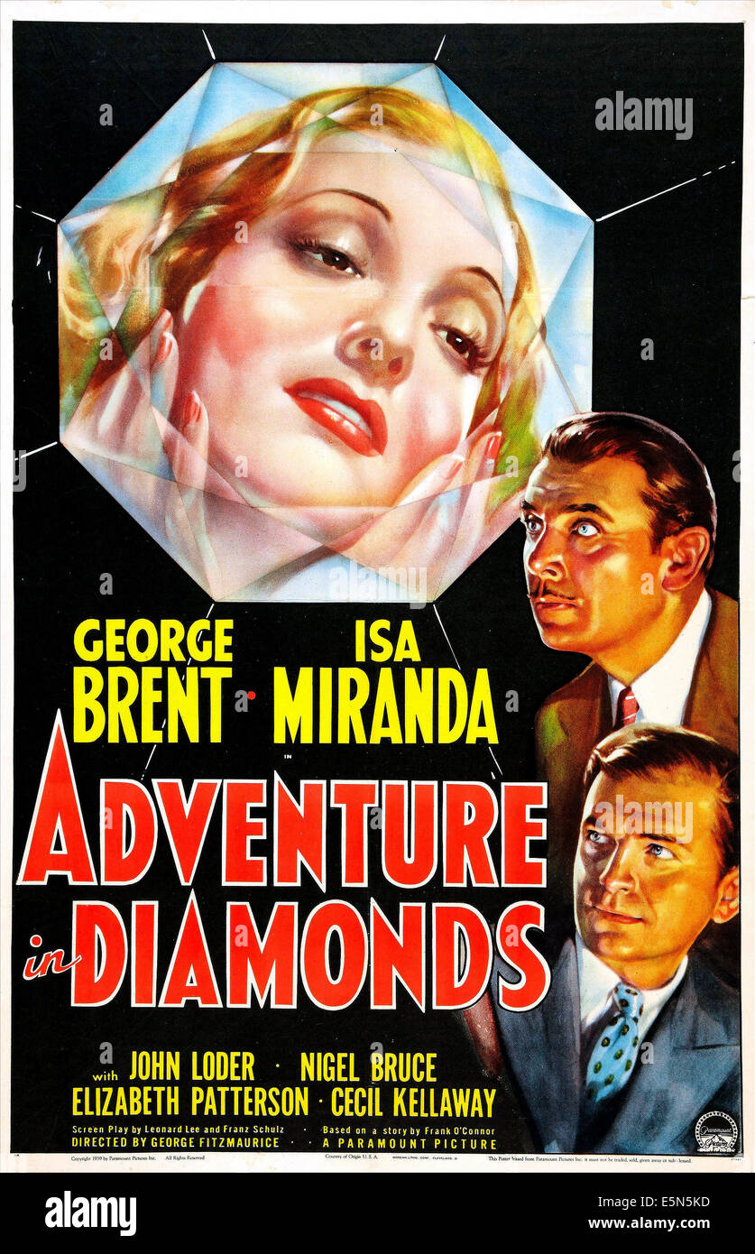 ADVENTURE IN DIAMONDS, US poster, from top: Isa Miranda, George Brent ...