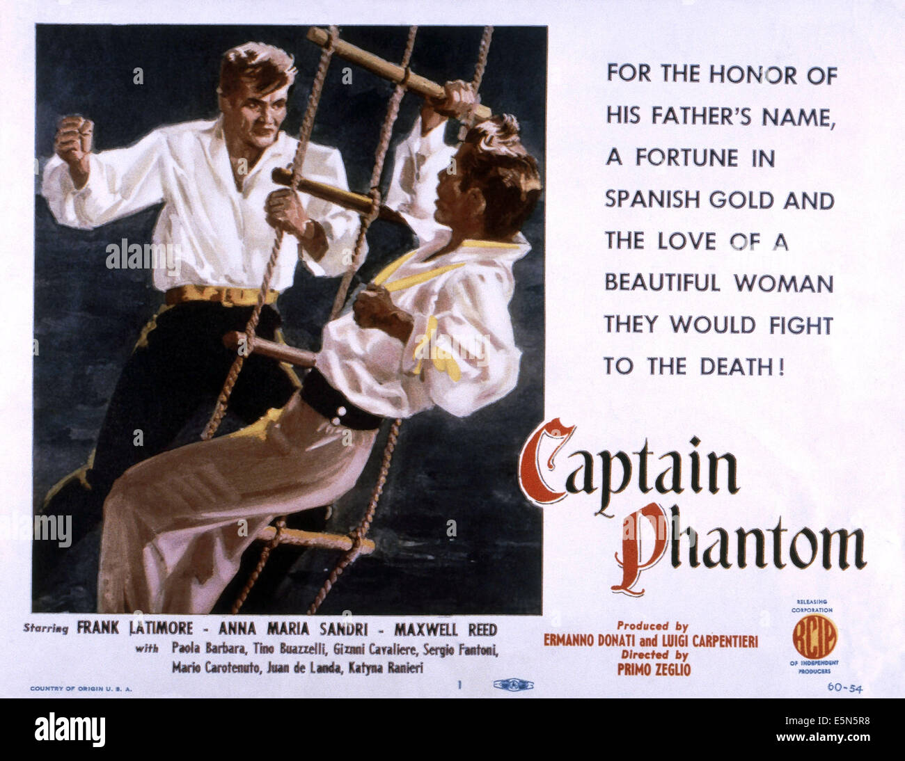 CAPTAIN PHANTOM, (aka CAPITAN FANTASMA), from left: Frank Latimore, Maxwell Reed, 1953 Stock ...