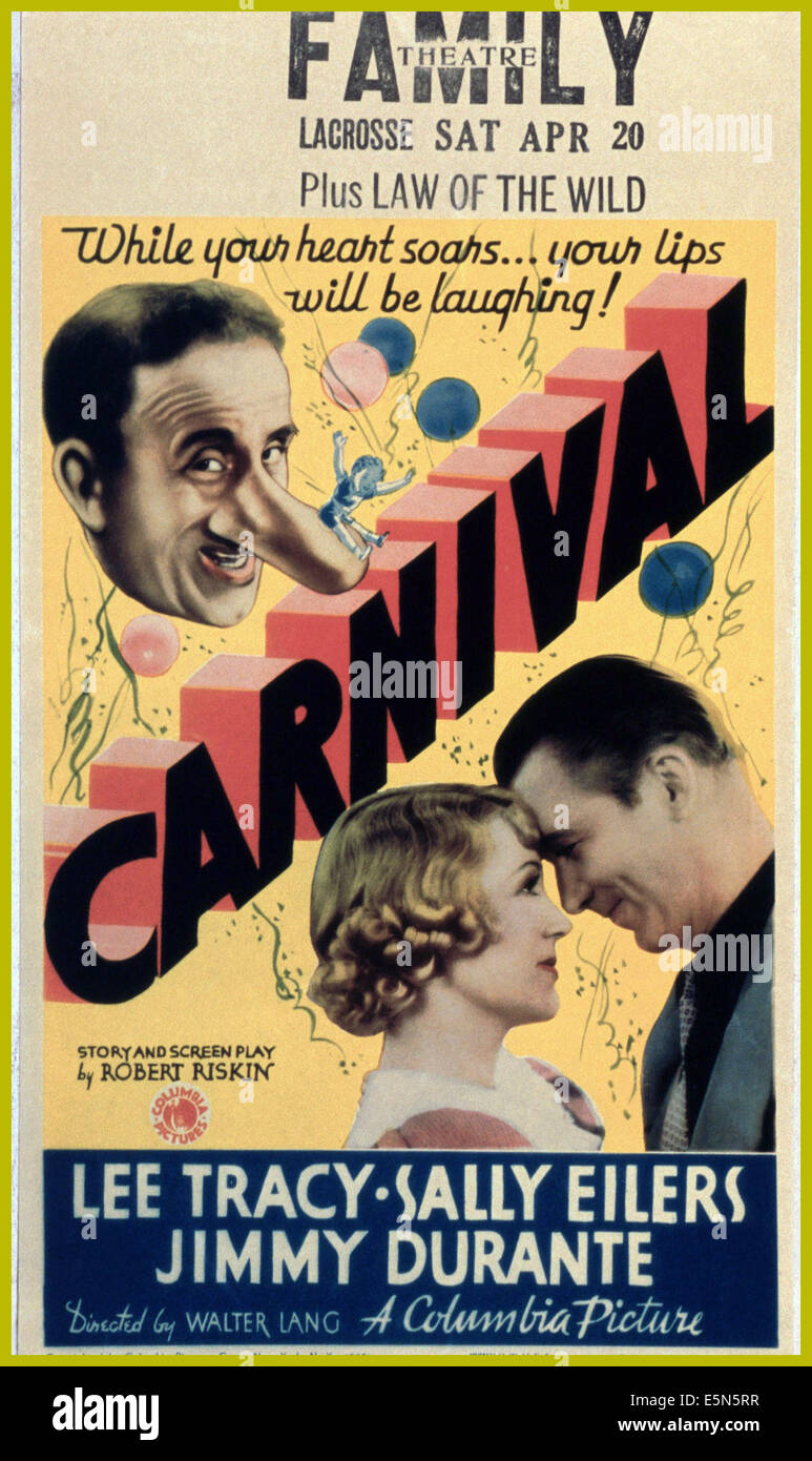 CARNIVAL, from left: Jimmy Durante, Sally Eilers, Lee Tracy, 1935 Stock Photo - Alamy