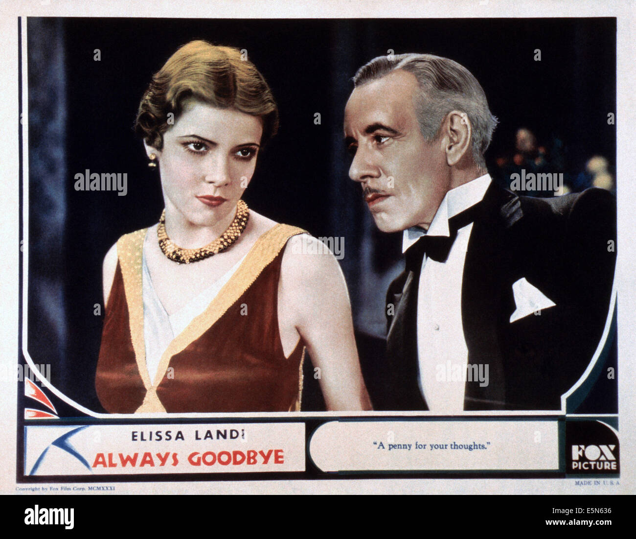 ALWAYS GOODBYE, from left: Elissa Landi, Lewis Stone, 1931. ©Fox Film ...