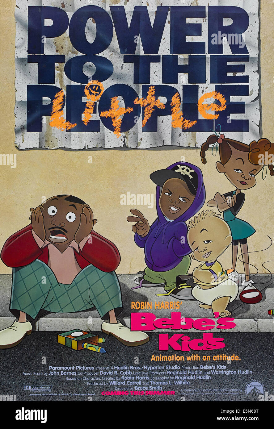 BEBE'S KIDS, US advance poster art, from left: Robin, Hahlil, Pee Wee ...