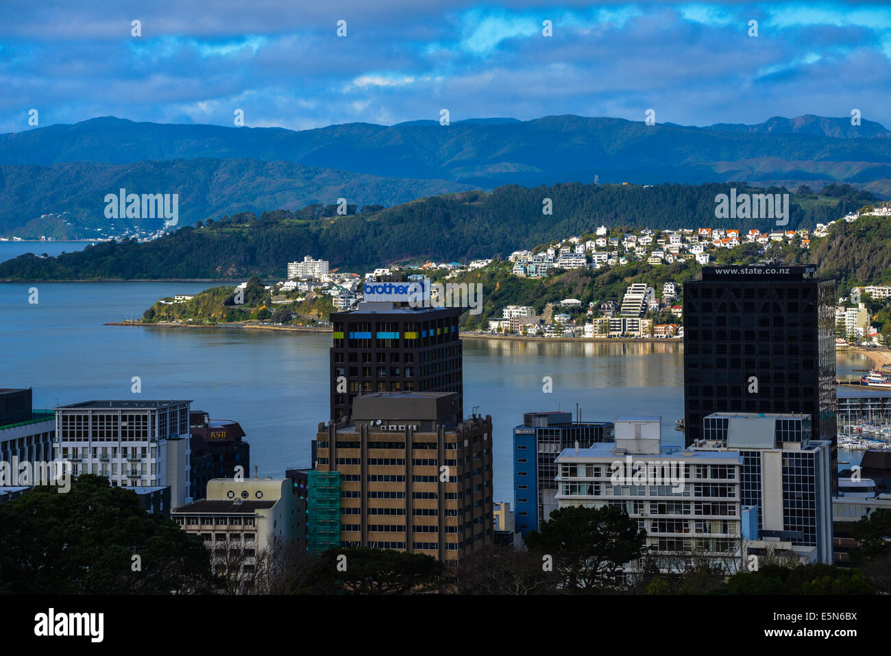 Wellington skyline bay city of wellington new zealand with view of bay ...