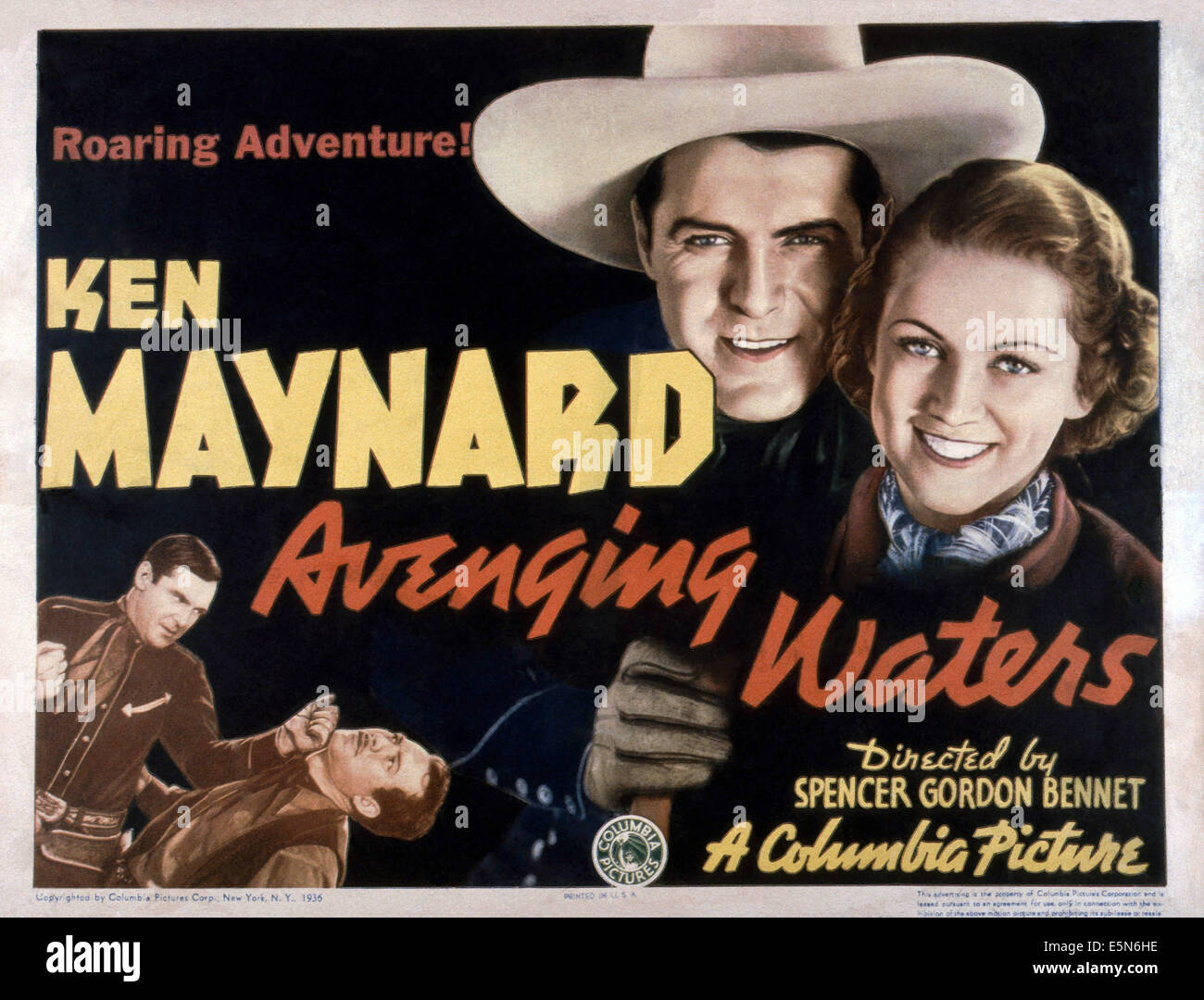 AVENGING WATERS, top from left: Ken Maynard, Beth Marion, 1936 Stock ...