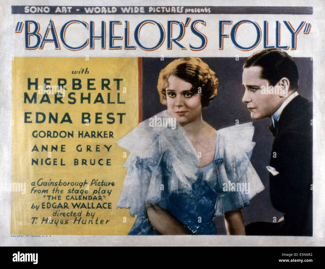 BACHELOR'S FOLLY, from left: Edna Best, Herbert Marshall, 1931 Stock ...