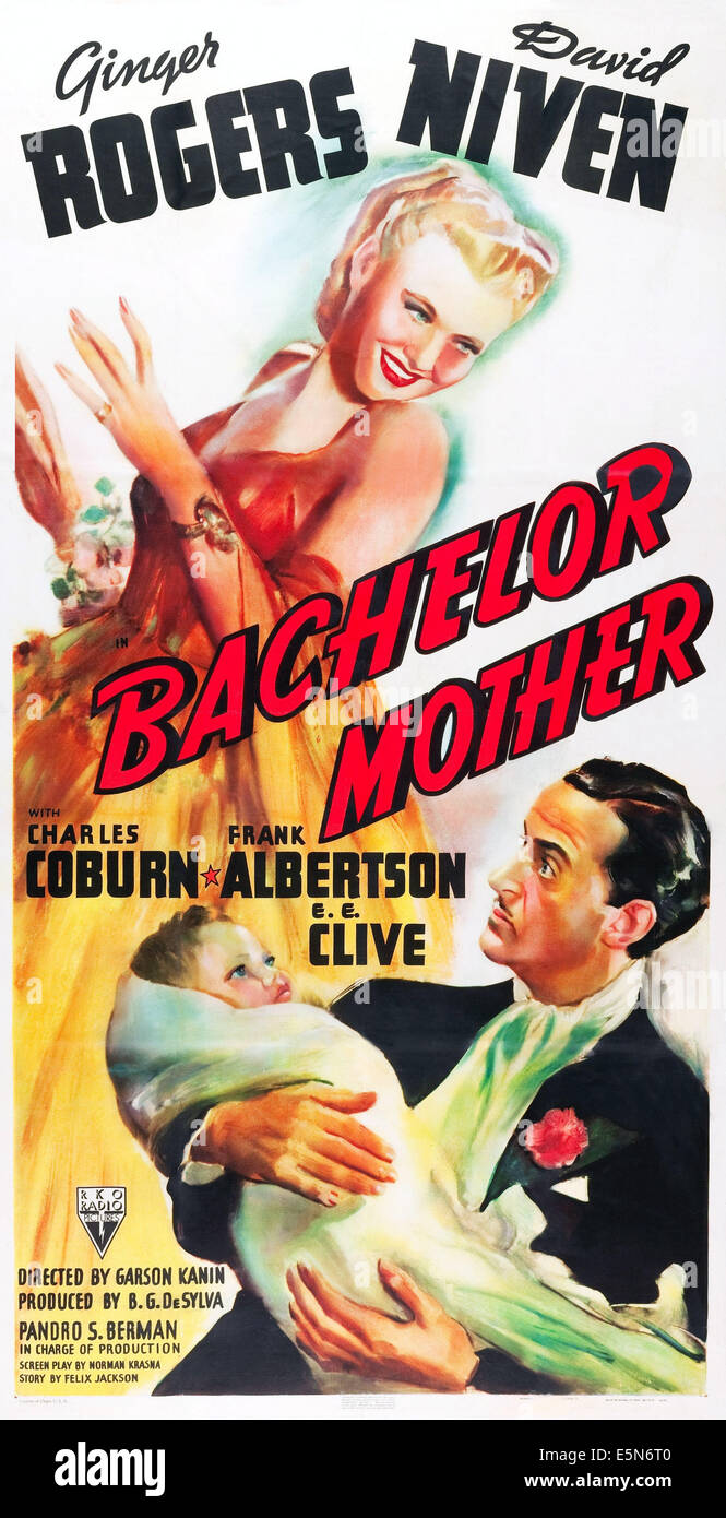 BACHELOR MOTHER, Ginger Rogers, Elbert Coplen, Jr., (baby), David Niven ...