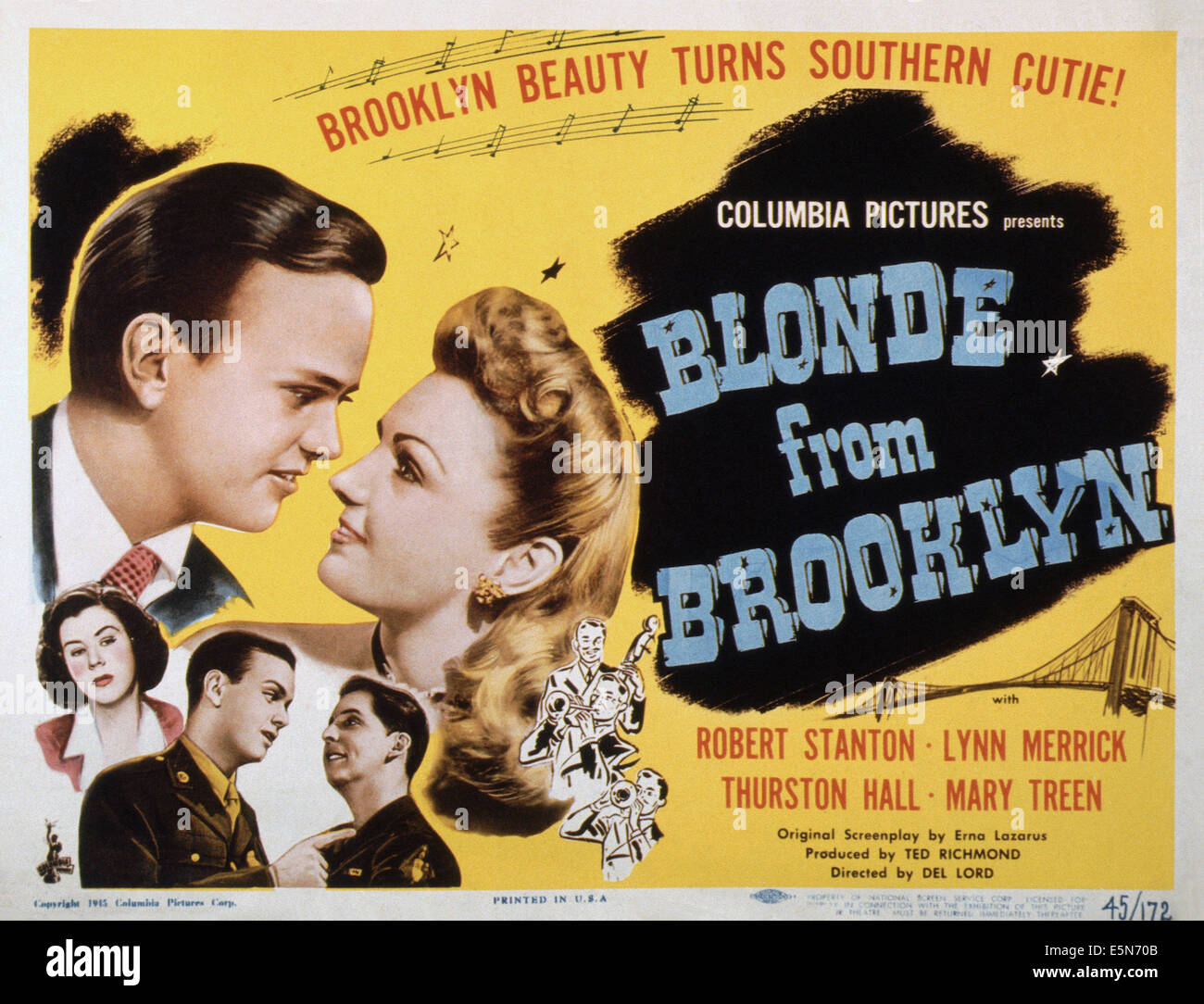 THE BLONDE FROM BROOKLYN, top left: Robert Stanton, Lynn Merrick; bottom, far left: Mary Treen ...