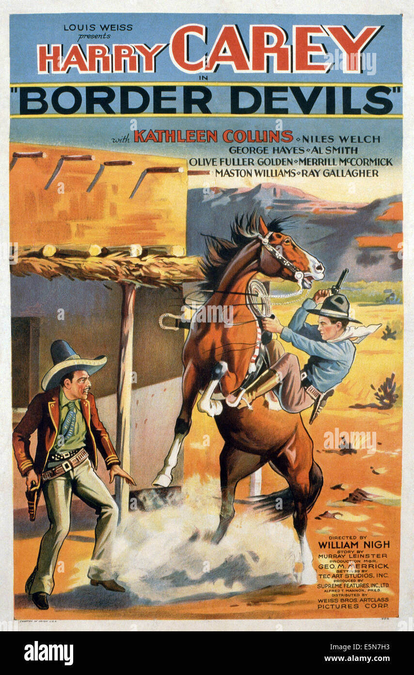 BORDER DEVILS, U.S. poster, from left: Merrill McCormick, Harry Carey ...