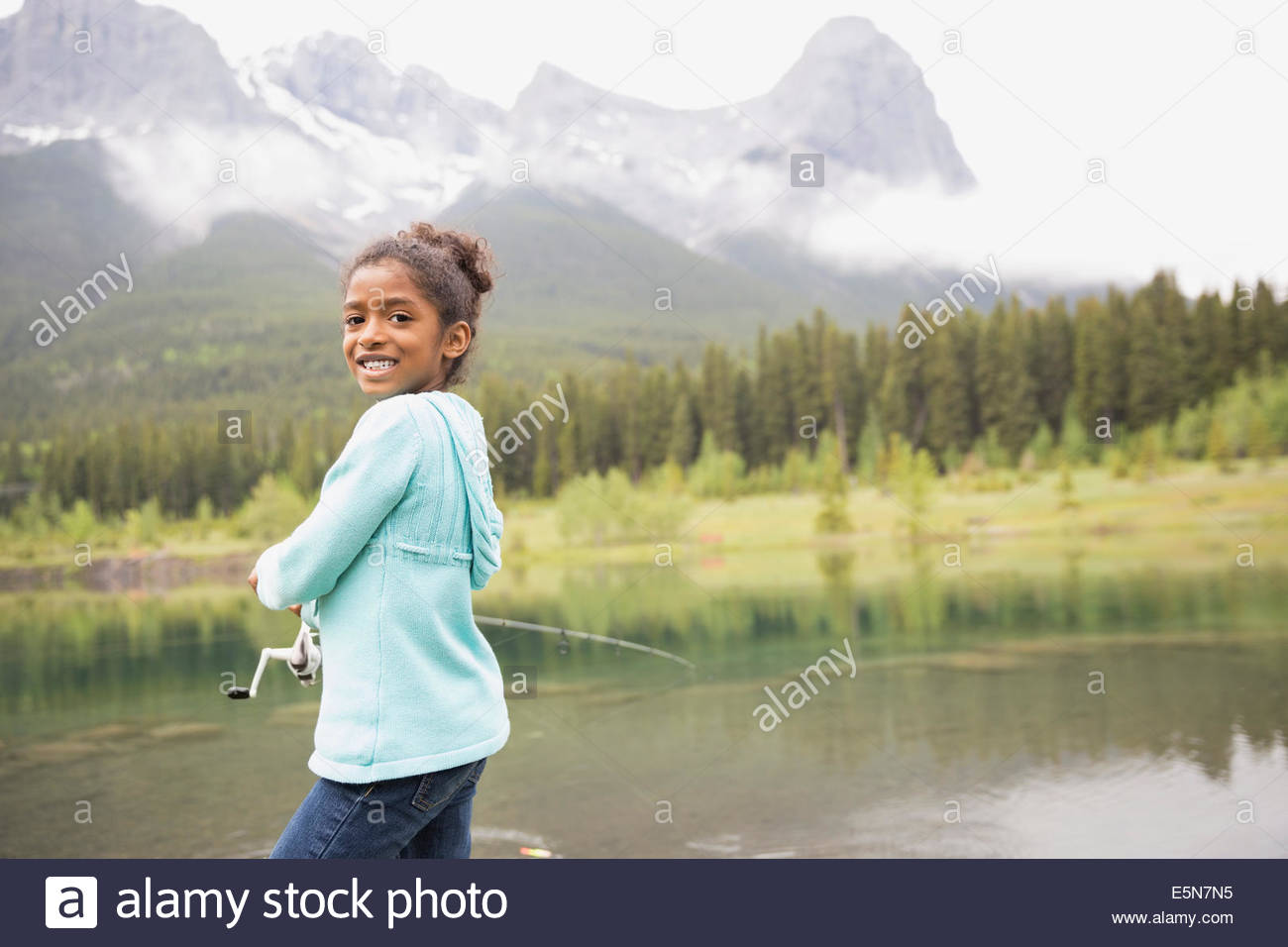 American girl fishing hi-res stock photography and images - Alamy