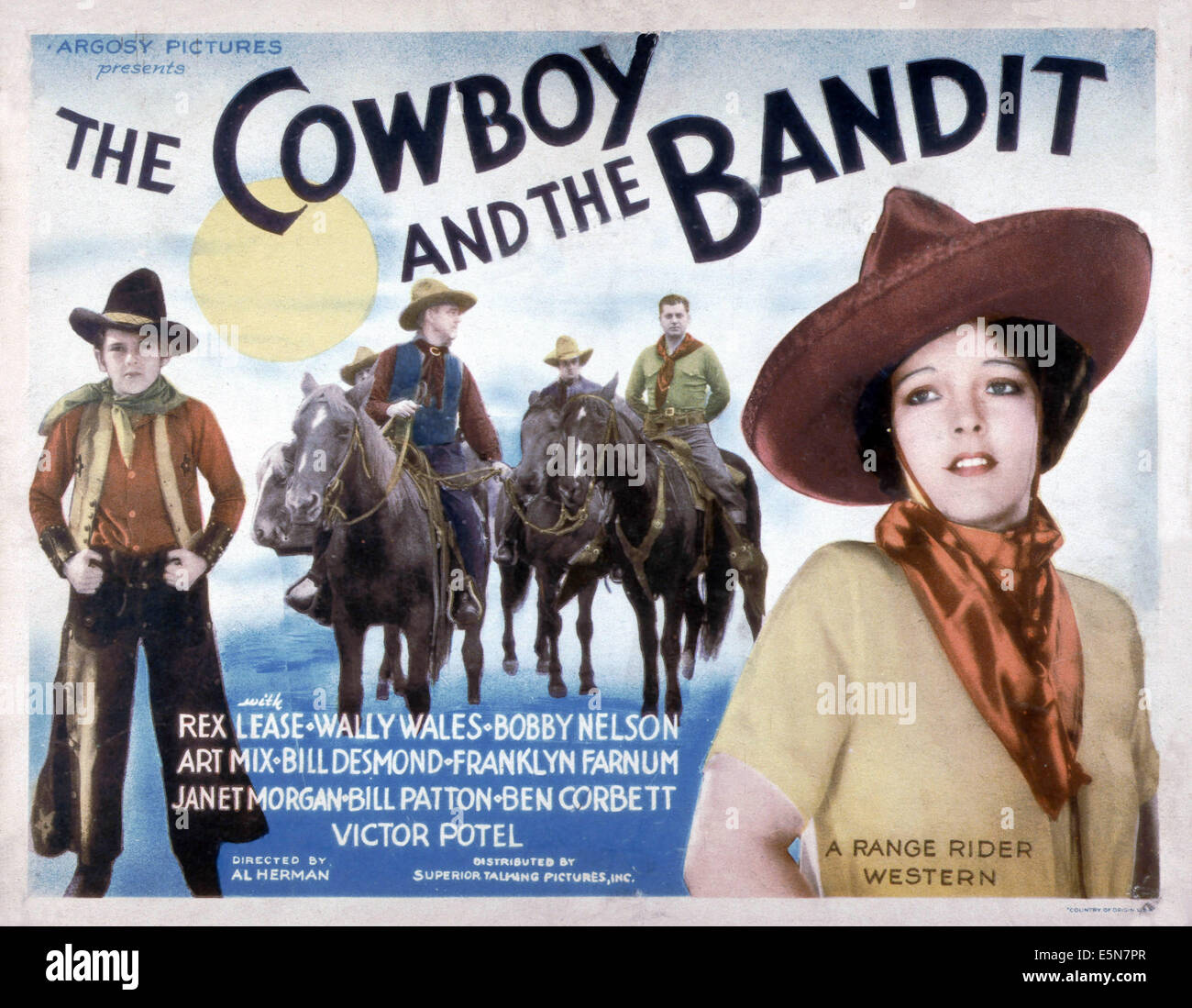 THE COWBOY AND THE BANDIT, Bobby Nelson (left), Rex Lease (hatless ...