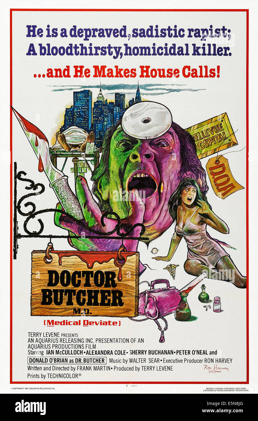 DOCTOR BUTCHER, M.D., (aka ZOMBI HOLOCAUST), US poster art, 1980 ...