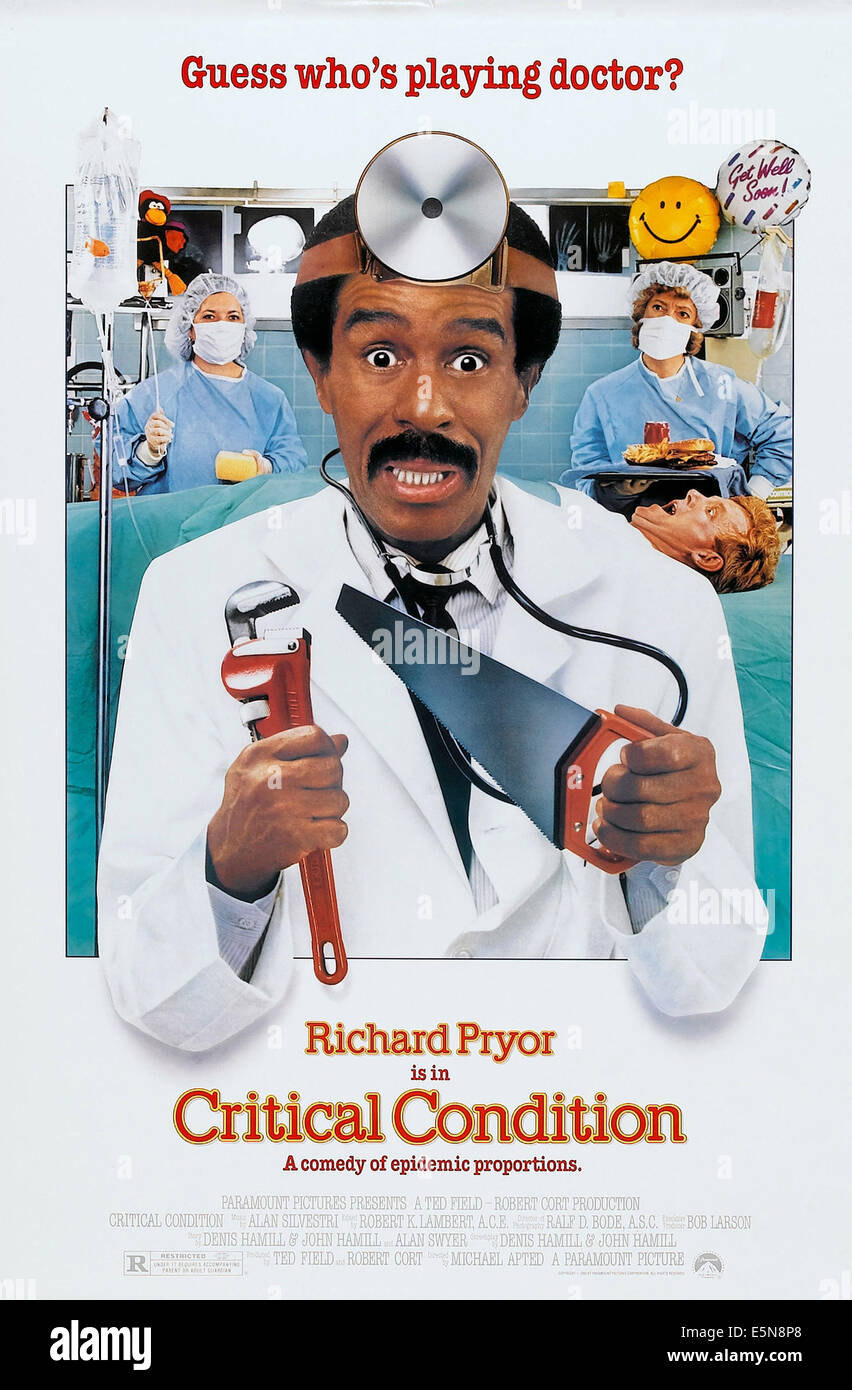 CRITICAL CONDITION, U.S. poster art, Richard Pryor, 1987. ©Paramount ...