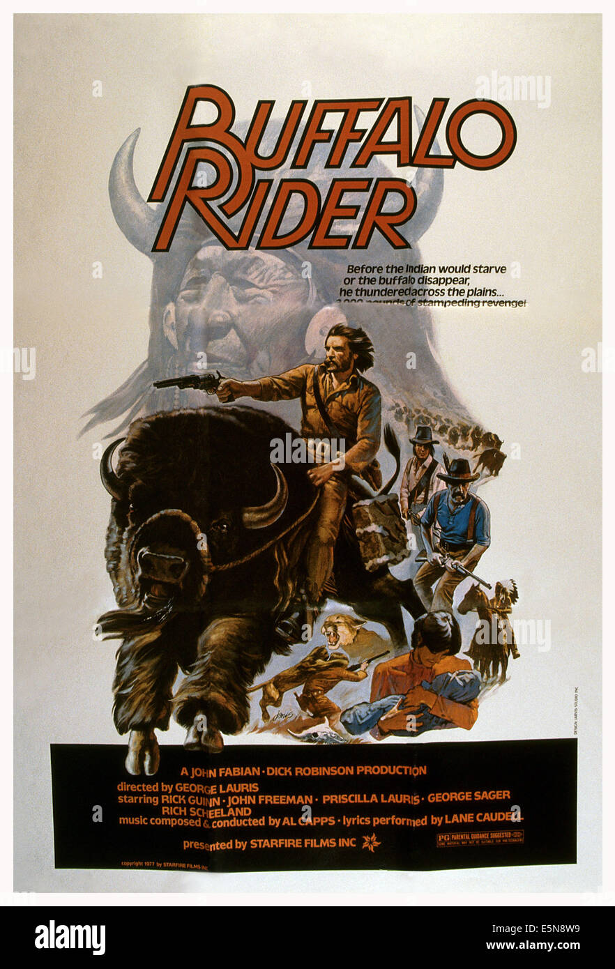 BUFFALO RIDER, Rick Guinn (on bufffalo), 1978, © Starfire Films ...