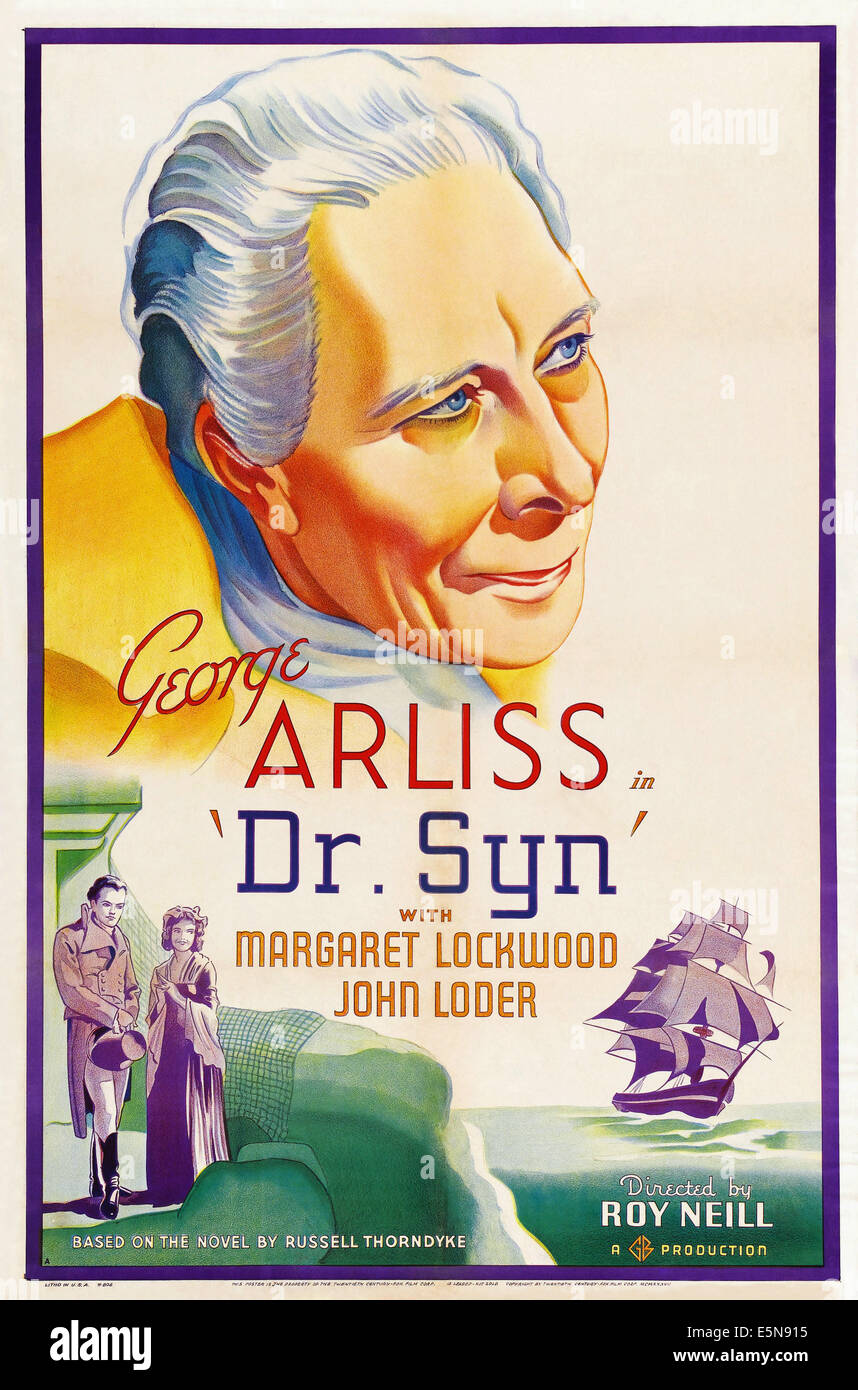DOCTOR SYN, US poster art, (aka DR. SYN), George Arliss, 1937 Stock ...