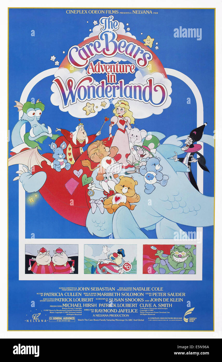 THE CARE BEARS ADVENTURE IN WONDERLAND, US poster art, 1987, ©Cineplex ...