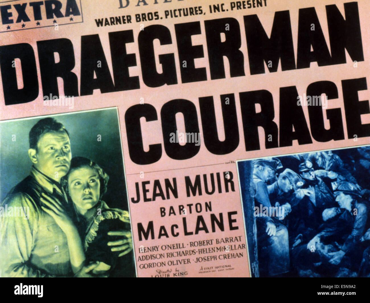 DRAEGERMAN COURAGE, l-r: Barton MacLane, Jean Muir on poster art, 1937 ...