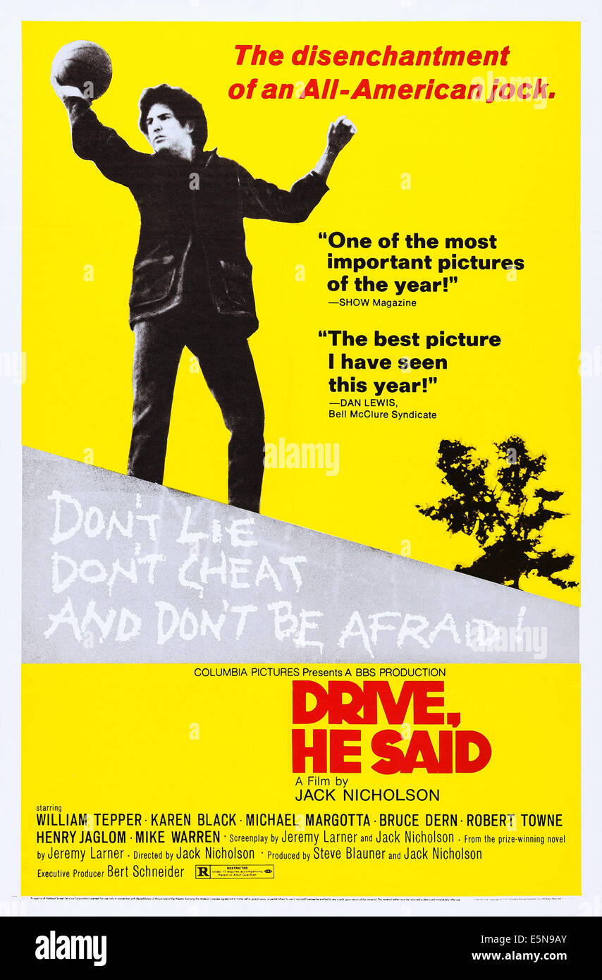 DRIVE, HE SAID, US poster art, William Tepper, 1971 Stock Photo - Alamy